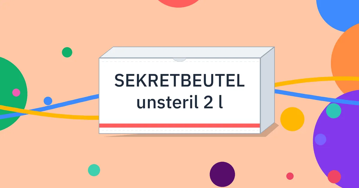 Symbolbild: Packung mit der Aufschrift SEKRETBEUTEL unsteril 2 l (PZN 02877351) – Verfügbarkeit und Bezug in Apotheken in Frankfurt am Main