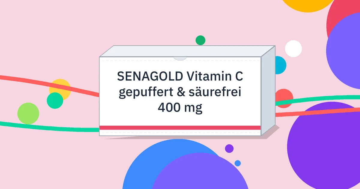 Symbolbild: Packung mit der Aufschrift SENAGOLD Vitamin C gepuffert & säurefrei 400 mg (PZN 16896501) – Verfügbarkeit und Bezug in Apotheken in Frankfurt am Main