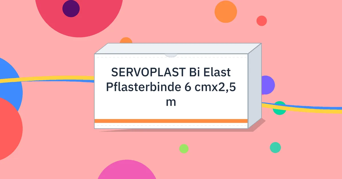 Symbolbild: Packung mit der Aufschrift SERVOPLAST Bi Elast Pflasterbinde 6 cmx2,5 m (PZN 04763781) – Verfügbarkeit und Bezug in Apotheken in Frankfurt am Main