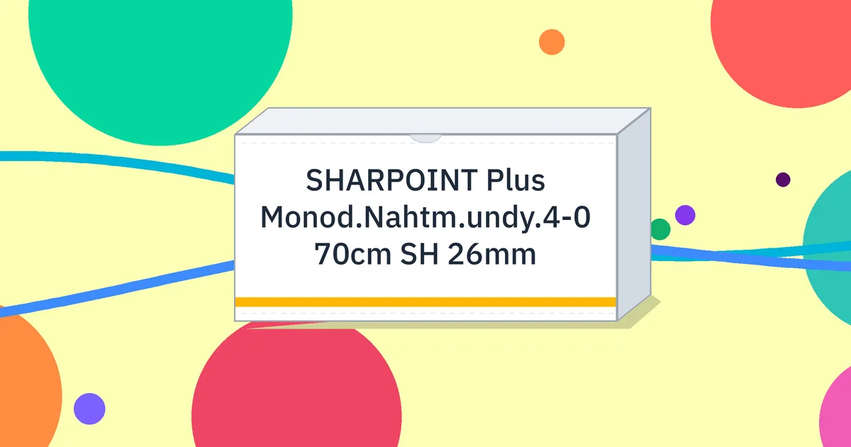 Symbolbild: Packung mit der Aufschrift SHARPOINT Plus Monod.Nahtm.undy.4-0 70cm SH 26mm (PZN 17986821) – Verfügbarkeit und Bezug in Apotheken in Frankfurt am Main