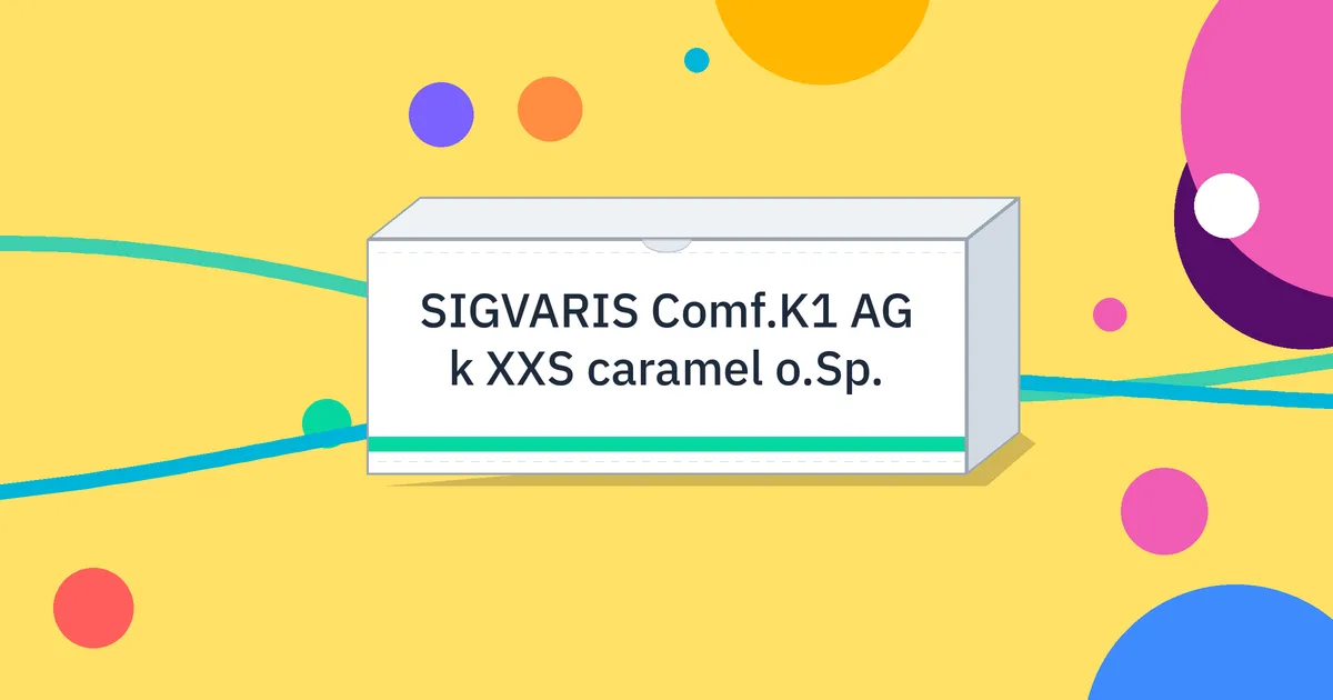 Symbolbild: Packung mit der Aufschrift SIGVARIS Comf.K1 AG k XXS caramel o.Sp. (PZN 17094465) – Verfügbarkeit und Bezug in Apotheken in Frankfurt am Main