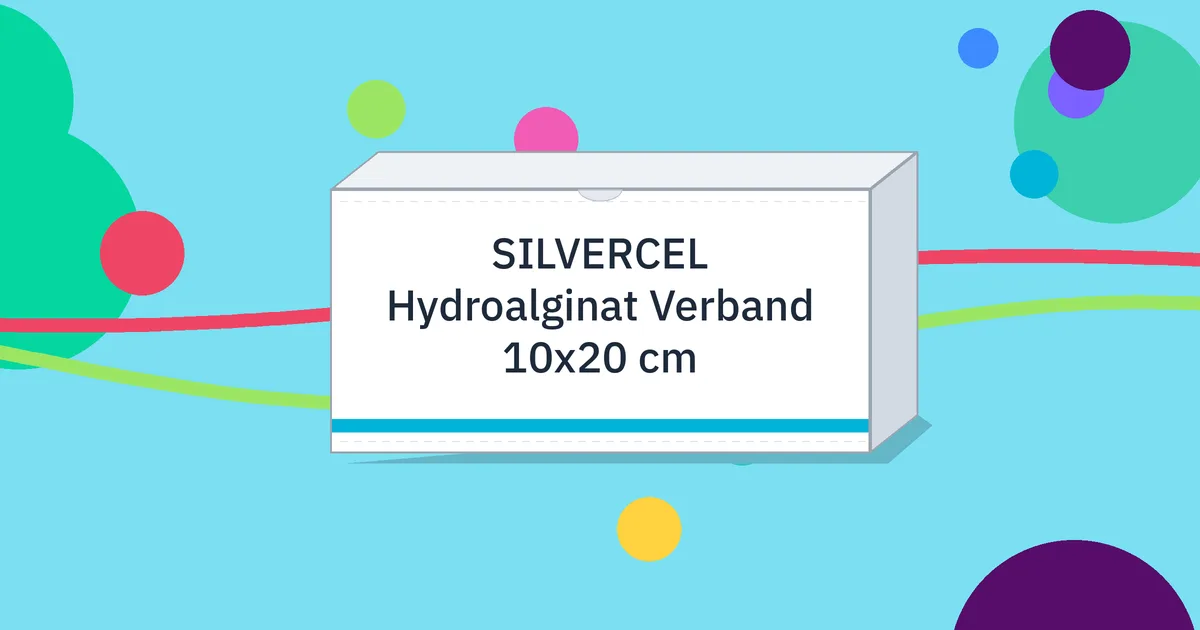Symbolbild: Packung mit der Aufschrift SILVERCEL Hydroalginat Verband 10x20 cm (PZN 04054760) – Verfügbarkeit und Bezug in Apotheken in Frankfurt am Main