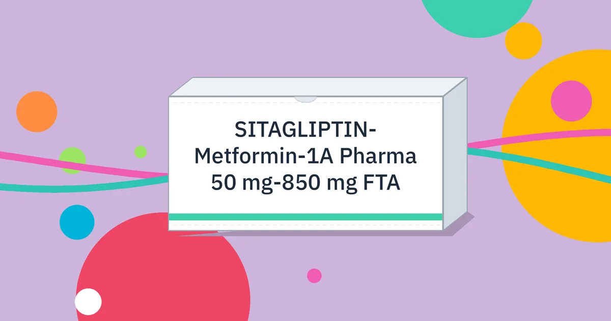 Symbolbild: Packung mit der Aufschrift SITAGLIPTIN-Metformin-1A Pharma 50 mg-850 mg FTA (PZN 17816148) – Verfügbarkeit und Bezug in Apotheken in Frankfurt am Main