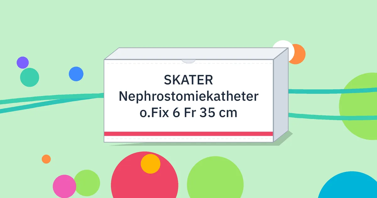 Symbolbild: Packung mit der Aufschrift SKATER Nephrostomiekatheter o.Fix 6 Fr 35 cm (PZN 06769925) – Verfügbarkeit und Bezug in Apotheken in Frankfurt am Main