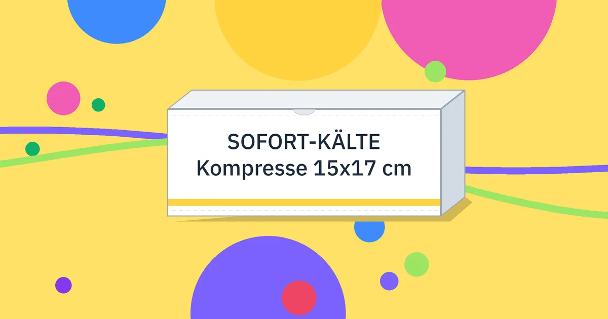 Symbolbild: Packung mit der Aufschrift SOFORT-KÄLTE Kompresse 15x17 cm (PZN 13058260) – Verfügbarkeit und Bezug in Apotheken in Frankfurt am Main