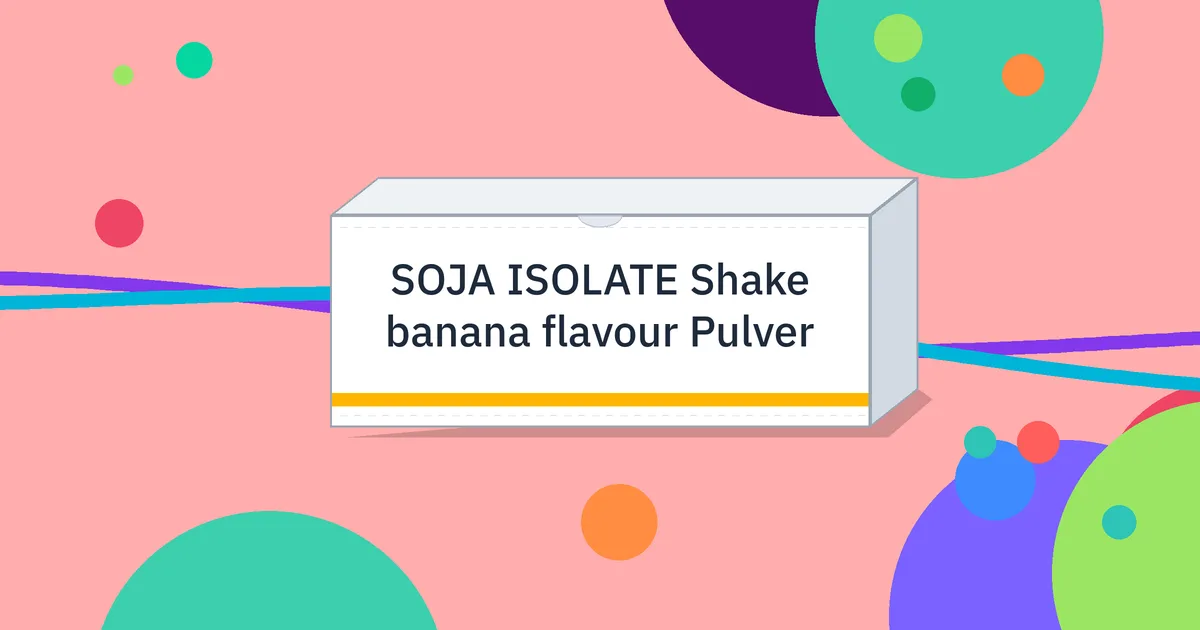 Symbolbild: Packung mit der Aufschrift SOJA ISOLATE Shake banana flavour Pulver (PZN 10268583) – Verfügbarkeit und Bezug in Apotheken in Frankfurt am Main