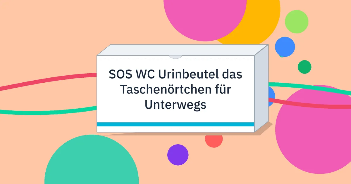 Symbolbild: Packung mit der Aufschrift SOS WC Urinbeutel das Taschenörtchen für Unterwegs (PZN 14313234) – Verfügbarkeit und Bezug in Apotheken in Frankfurt am Main