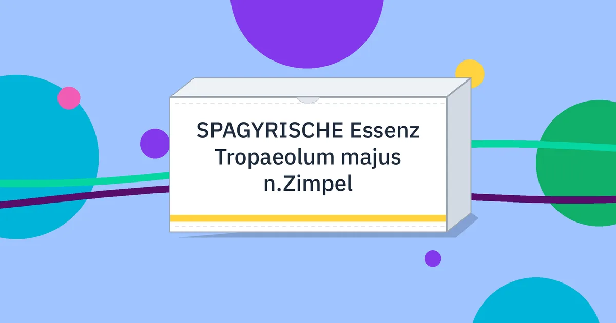 Symbolbild: Packung mit der Aufschrift SPAGYRISCHE Essenz Tropaeolum majus n.Zimpel (PZN 00918028) – Verfügbarkeit und Bezug in Apotheken in Frankfurt am Main
