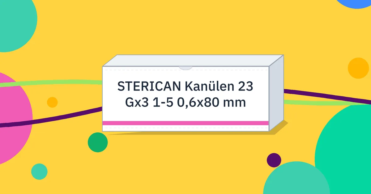 Symbolbild: Packung mit der Aufschrift STERICAN Kanülen 23 Gx3 1-5 0,6x80 mm (PZN 03037050) – Verfügbarkeit und Bezug in Apotheken in Frankfurt am Main