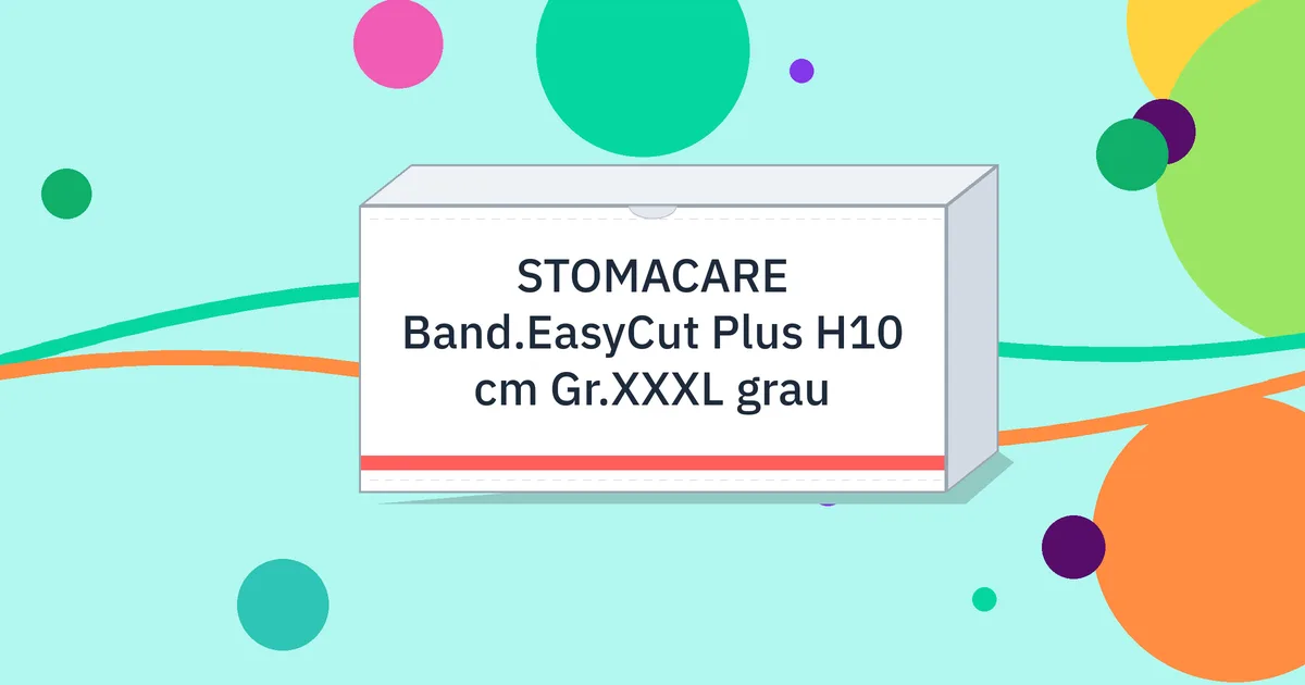Symbolbild: Packung mit der Aufschrift STOMACARE Band.EasyCut Plus H10 cm Gr.XXXL grau (PZN 16314462) – Verfügbarkeit und Bezug in Apotheken in Frankfurt am Main