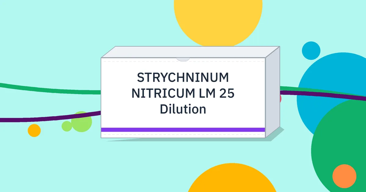 Symbolbild: Packung mit der Aufschrift STRYCHNINUM NITRICUM LM 25 Dilution (PZN 13206890) – Verfügbarkeit und Bezug in Apotheken in Frankfurt am Main