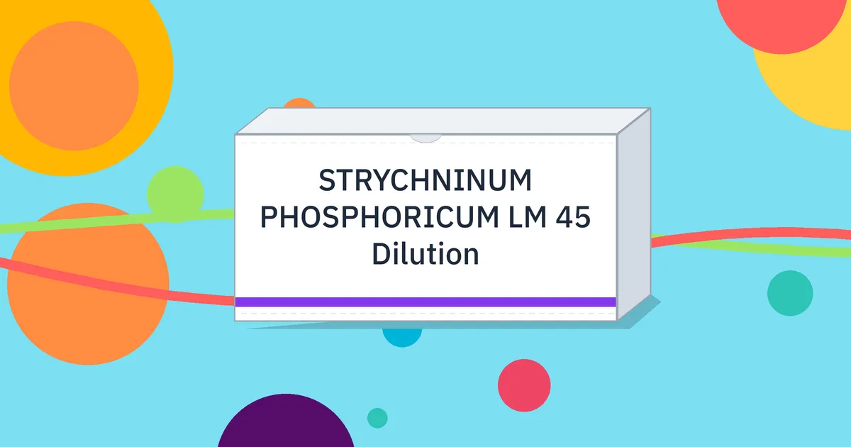 Symbolbild: Packung mit der Aufschrift STRYCHNINUM PHOSPHORICUM LM 45 Dilution (PZN 13207429) – Verfügbarkeit und Bezug in Apotheken in Frankfurt am Main
