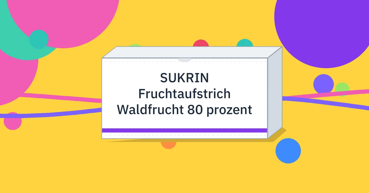 Symbolbild: Packung mit der Aufschrift SUKRIN Fruchtaufstrich Waldfrucht 80 prozent (PZN 20224902) – Verfügbarkeit und Bezug in Apotheken in Frankfurt am Main