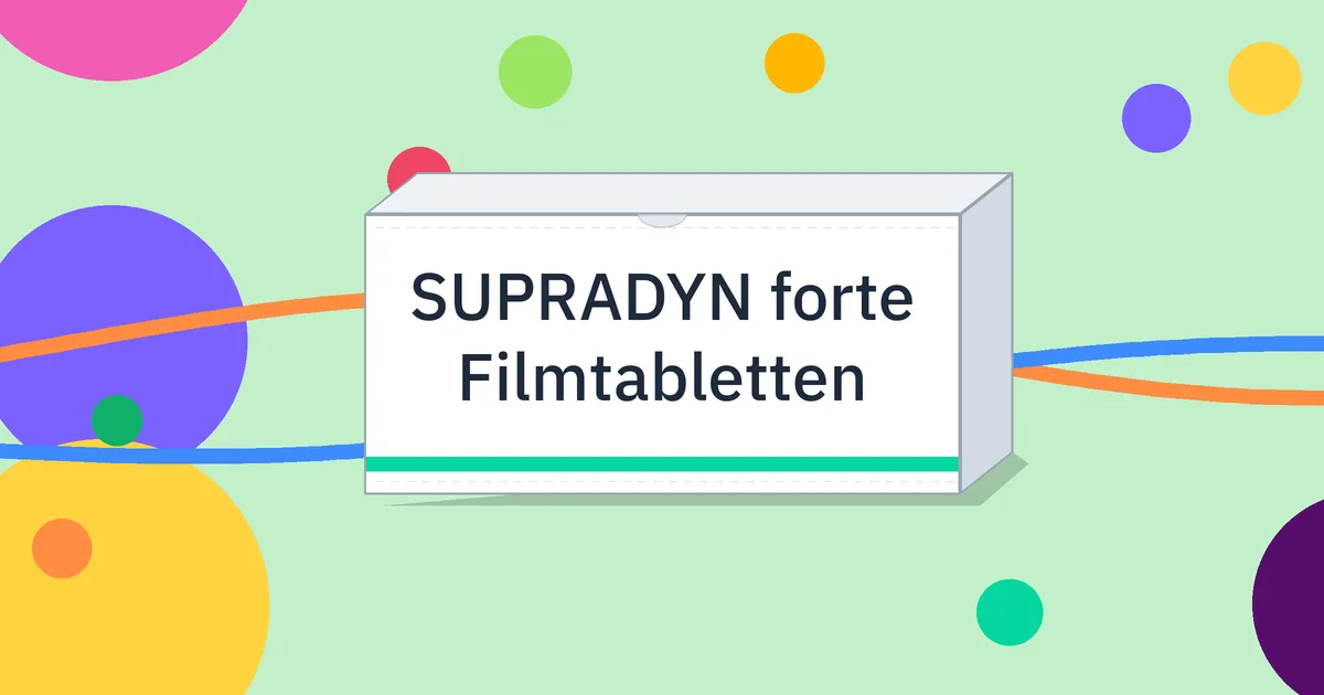Symbolbild: Packung mit der Aufschrift SUPRADYN forte Filmtabletten (PZN 16571791) – Verfügbarkeit und Bezug in Apotheken in Frankfurt am Main
