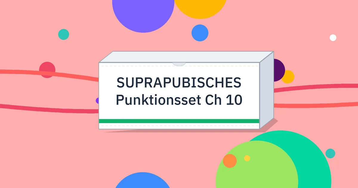Symbolbild: Packung mit der Aufschrift SUPRAPUBISCHES Punktionsset Ch 10 (PZN 13163465) – Verfügbarkeit und Bezug in Apotheken in Frankfurt am Main