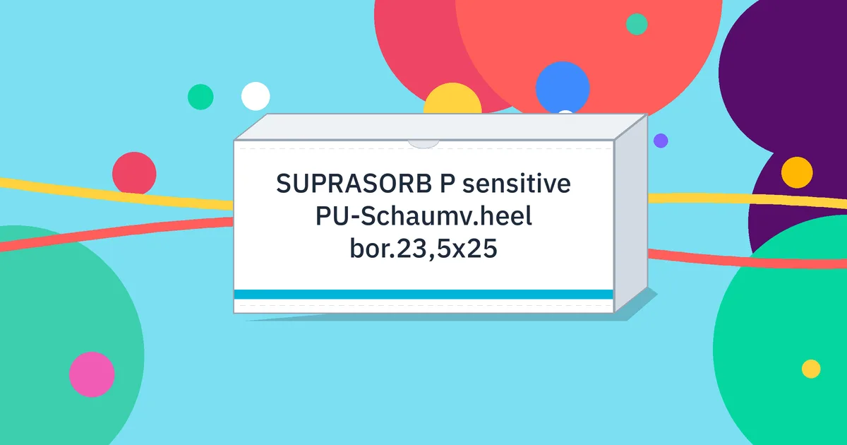 Symbolbild: Packung mit der Aufschrift SUPRASORB P sensitive PU-Schaumv.heel bor.23,5x25 (PZN 17615384) – Verfügbarkeit und Bezug in Apotheken in Frankfurt am Main