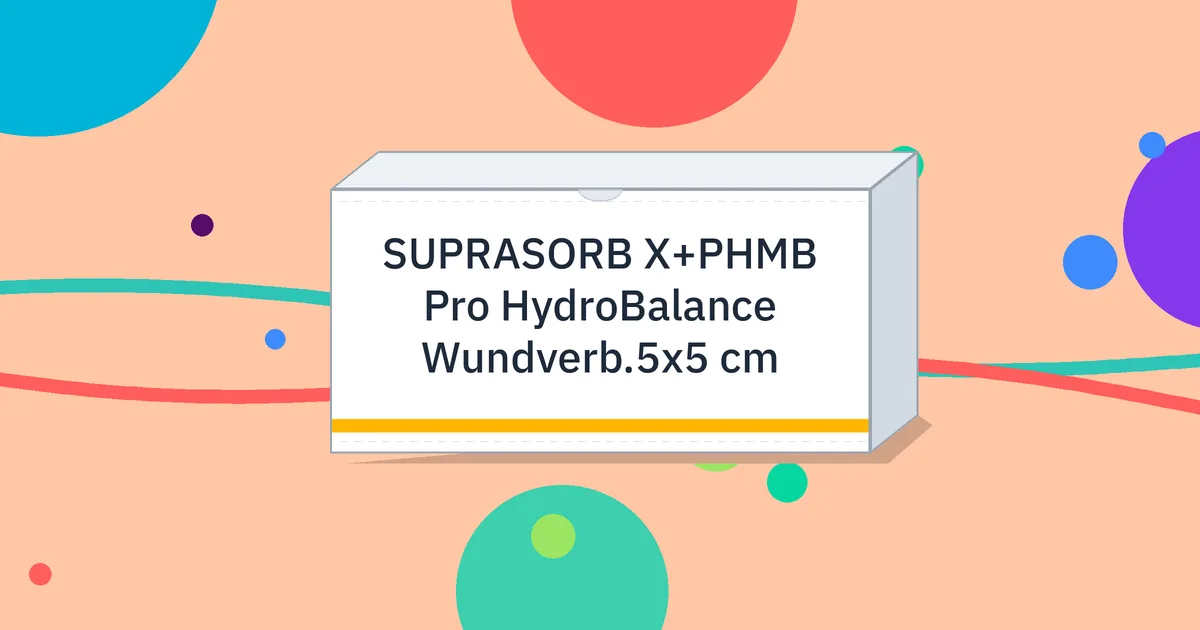 Symbolbild: Packung mit der Aufschrift SUPRASORB X+PHMB Pro HydroBalance Wundverb.5x5 cm (PZN 20722770) – Verfügbarkeit und Bezug in Apotheken in Frankfurt am Main