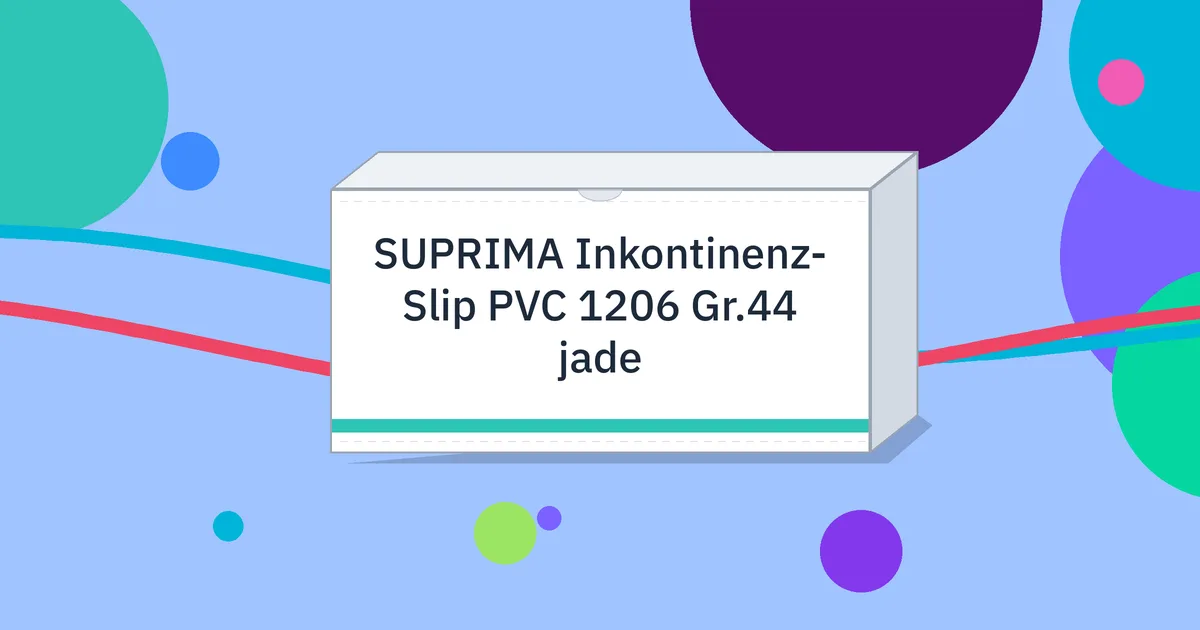 Symbolbild: Packung mit der Aufschrift SUPRIMA Inkontinenz-Slip PVC 1206 Gr.44 jade (PZN 00420305) – Verfügbarkeit und Bezug in Apotheken in Frankfurt am Main