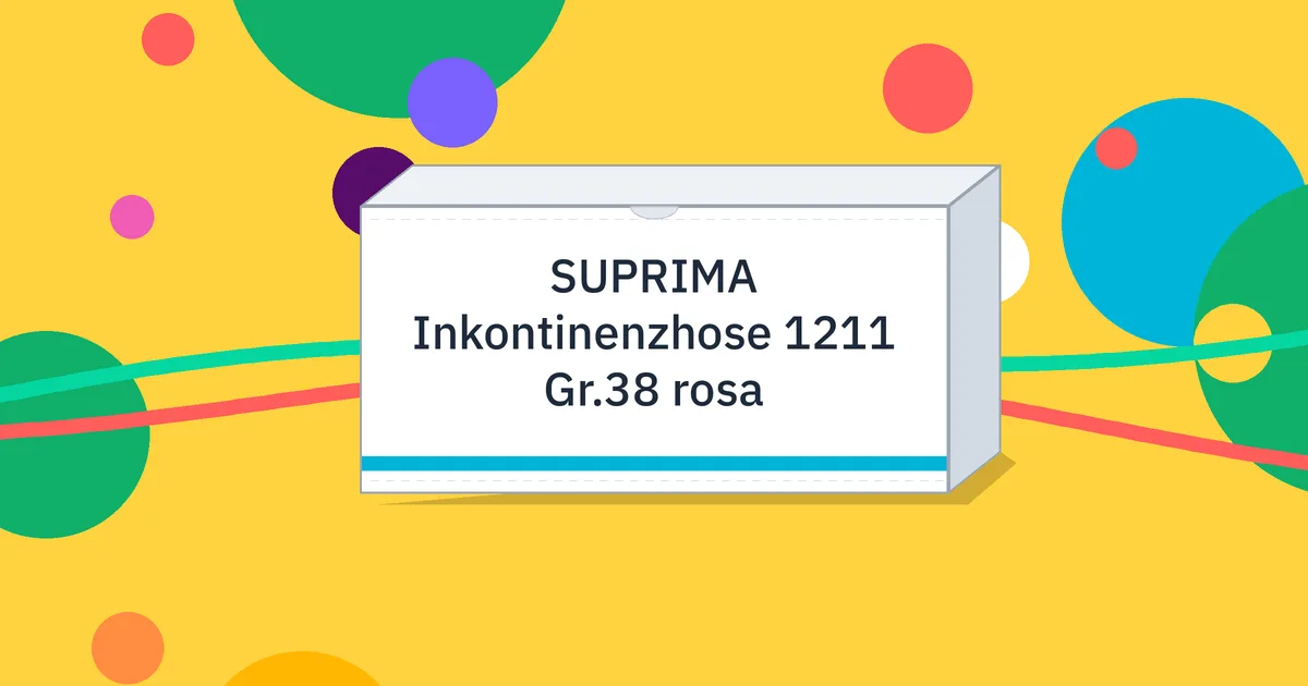 Symbolbild: Packung mit der Aufschrift SUPRIMA Inkontinenzhose 1211 Gr.38 rosa (PZN 03022315) – Verfügbarkeit und Bezug in Apotheken in Frankfurt am Main