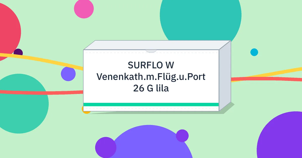 Symbolbild: Packung mit der Aufschrift SURFLO W Venenkath.m.Flüg.u.Port 26 G lila (PZN 06627869) – Verfügbarkeit und Bezug in Apotheken in Frankfurt am Main