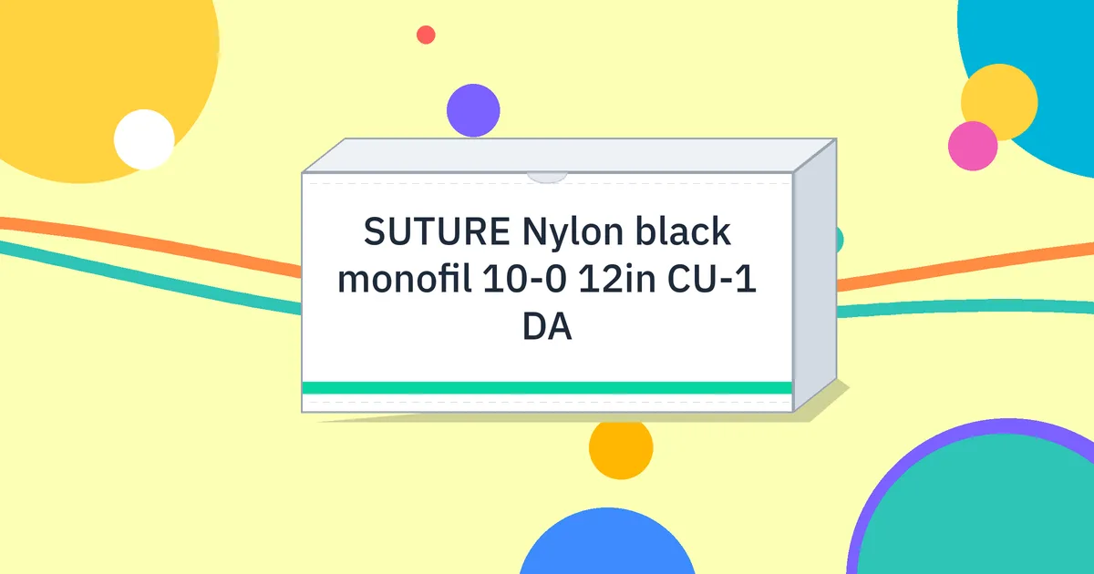 Symbolbild: Packung mit der Aufschrift SUTURE Nylon black monofil 10-0 12in CU-1 DA (PZN 19525455) – Verfügbarkeit und Bezug in Apotheken in Frankfurt am Main