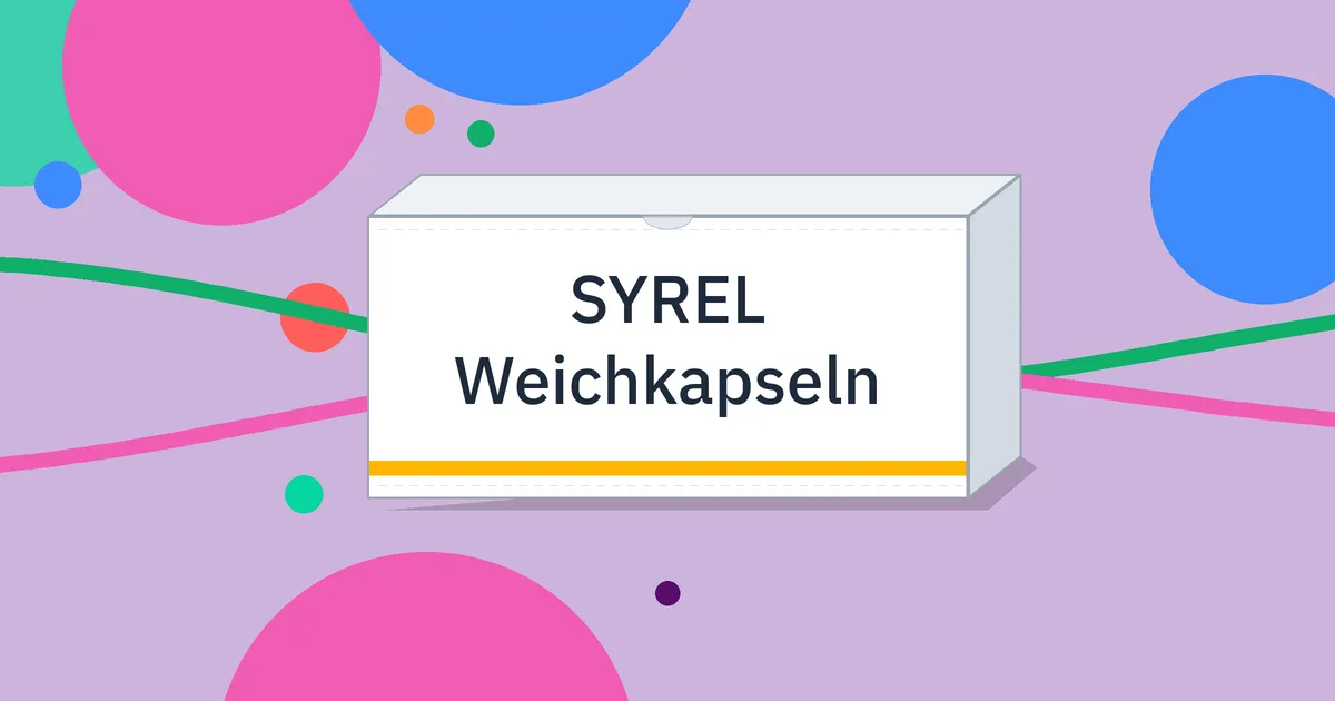 Symbolbild: Packung mit der Aufschrift SYREL Weichkapseln (PZN 19142576) – Verfügbarkeit und Bezug in Apotheken in Frankfurt am Main