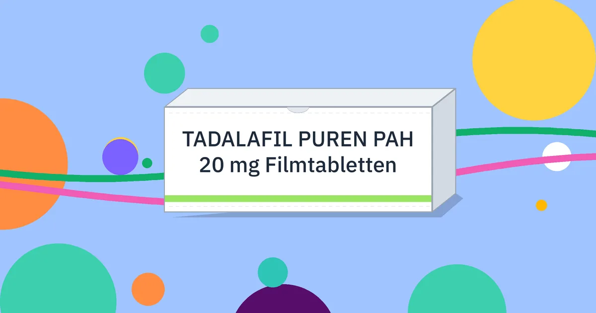 Symbolbild: Packung mit der Aufschrift TADALAFIL PUREN PAH 20 mg Filmtabletten (PZN 20390865) – Verfügbarkeit und Bezug in Apotheken in Frankfurt am Main