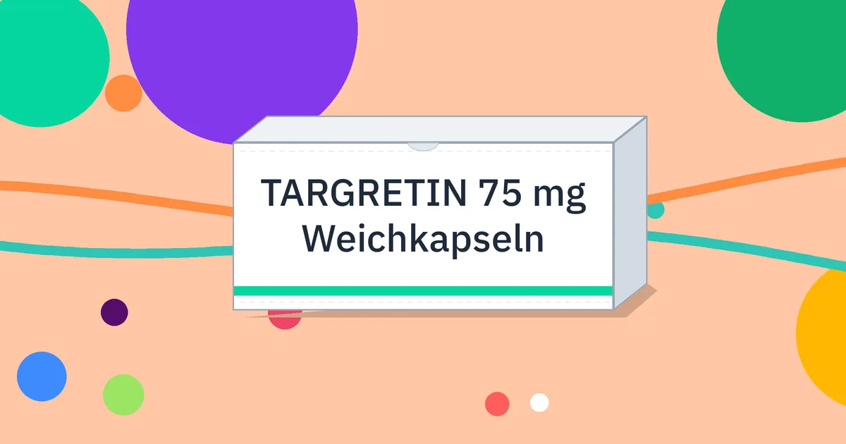 Symbolbild: Packung mit der Aufschrift TARGRETIN 75 mg Weichkapseln (PZN 09543104) – Verfügbarkeit und Bezug in Apotheken in Frankfurt am Main