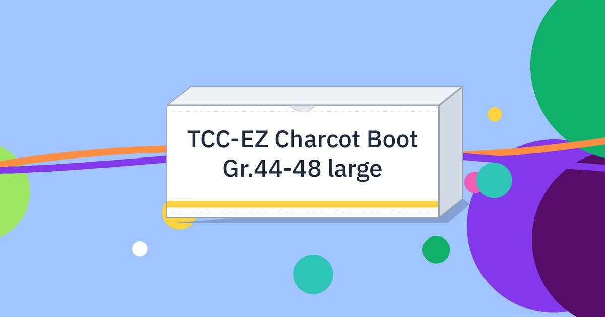 Symbolbild: Packung mit der Aufschrift TCC-EZ Charcot Boot Gr.44-48 large (PZN 14327495) – Verfügbarkeit und Bezug in Apotheken in Frankfurt am Main