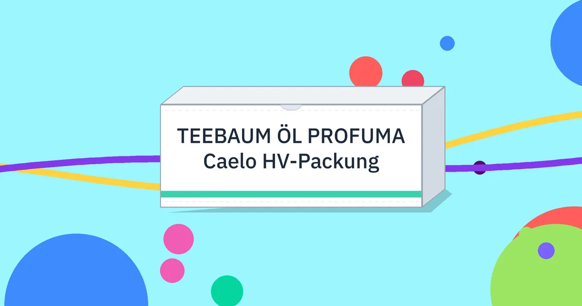 Symbolbild: Packung mit der Aufschrift TEEBAUM ÖL PROFUMA Caelo HV-Packung (PZN 07112400) – Verfügbarkeit und Bezug in Apotheken in Frankfurt am Main