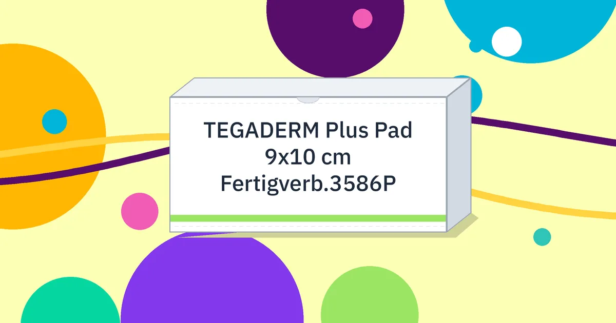 Symbolbild: Packung mit der Aufschrift TEGADERM Plus Pad 9x10 cm Fertigverb.3586P (PZN 13707379) – Verfügbarkeit und Bezug in Apotheken in Frankfurt am Main