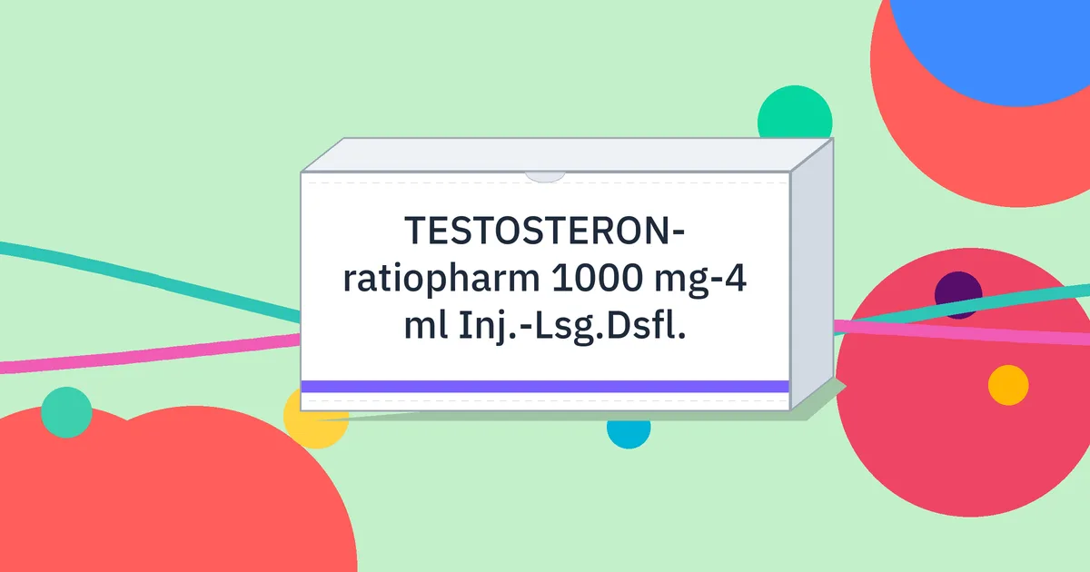 Symbolbild: Packung mit der Aufschrift TESTOSTERON-ratiopharm 1000 mg-4 ml Inj.-Lsg.Dsfl. (PZN 20195721) – Verfügbarkeit und Bezug in Apotheken in Frankfurt am Main