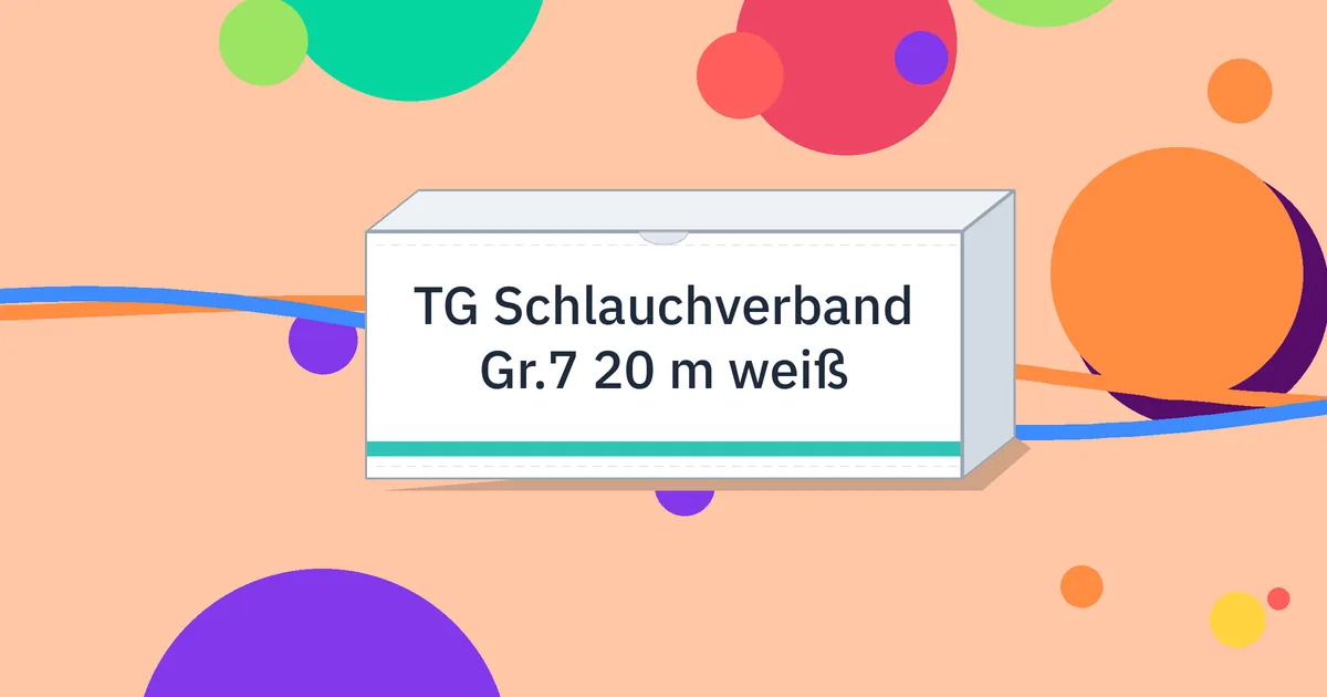 Symbolbild: Packung mit der Aufschrift TG Schlauchverband Gr.7 20 m weiß (PZN 14237094) – Verfügbarkeit und Bezug in Apotheken in Frankfurt am Main