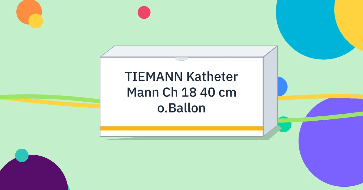Symbolbild: Packung mit der Aufschrift TIEMANN Katheter Mann Ch 18 40 cm o.Ballon (PZN 09092305) – Verfügbarkeit und Bezug in Apotheken in Frankfurt am Main