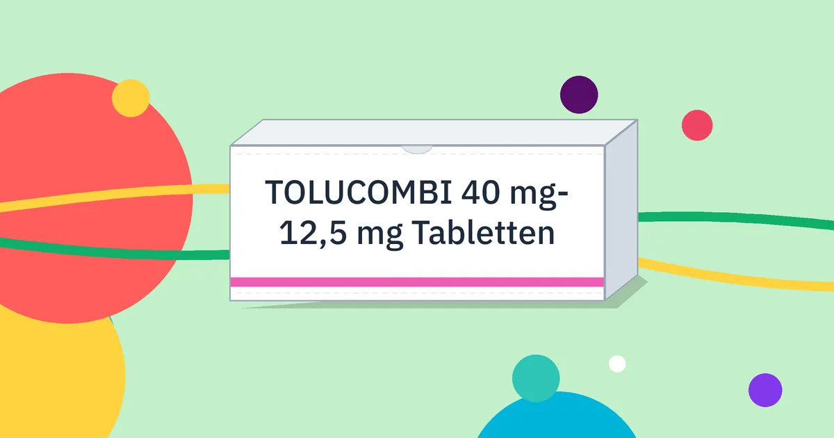 Symbolbild: Packung mit der Aufschrift TOLUCOMBI 40 mg-12,5 mg Tabletten (PZN 10299916) – Verfügbarkeit und Bezug in Apotheken in Frankfurt am Main