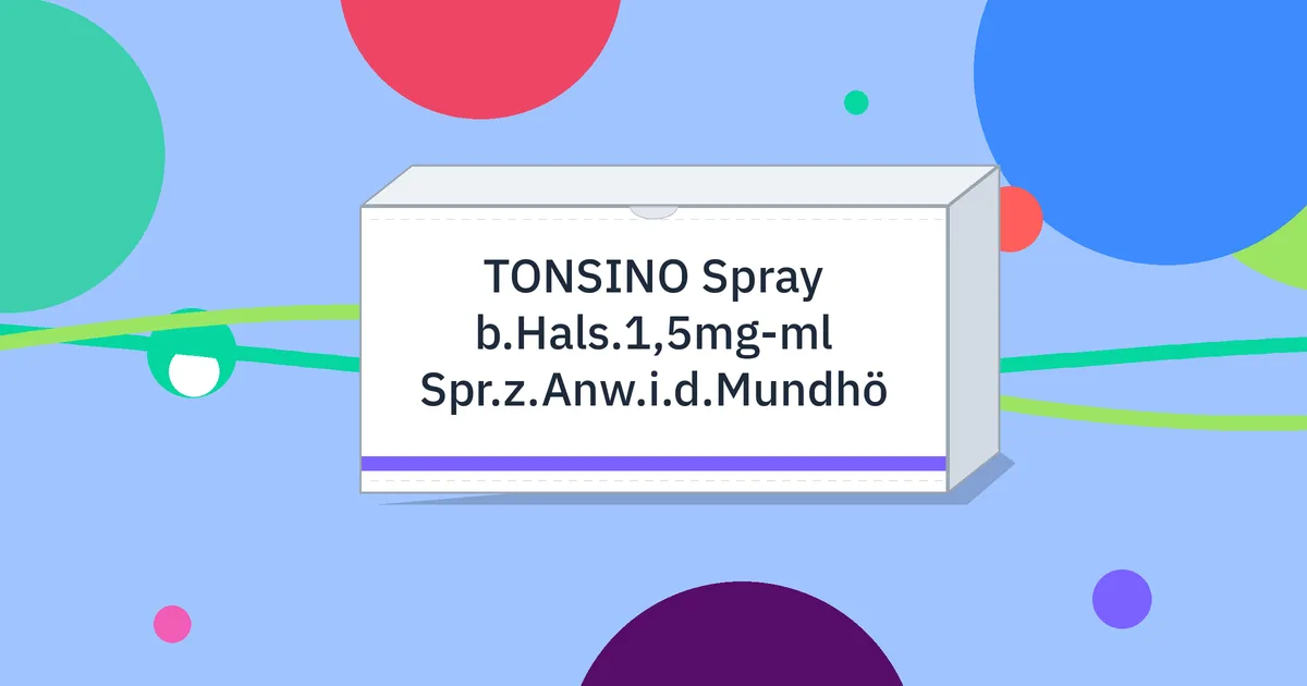 Symbolbild: Packung mit der Aufschrift TONSINO Spray b.Hals.1,5mg-ml Spr.z.Anw.i.d.Mundhö (PZN 19130001) – Verfügbarkeit und Bezug in Apotheken in Frankfurt am Main