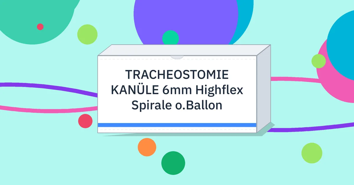 Symbolbild: Packung mit der Aufschrift TRACHEOSTOMIE KANÜLE 6mm Highflex Spirale o.Ballon (PZN 01085470) – Verfügbarkeit und Bezug in Apotheken in Frankfurt am Main