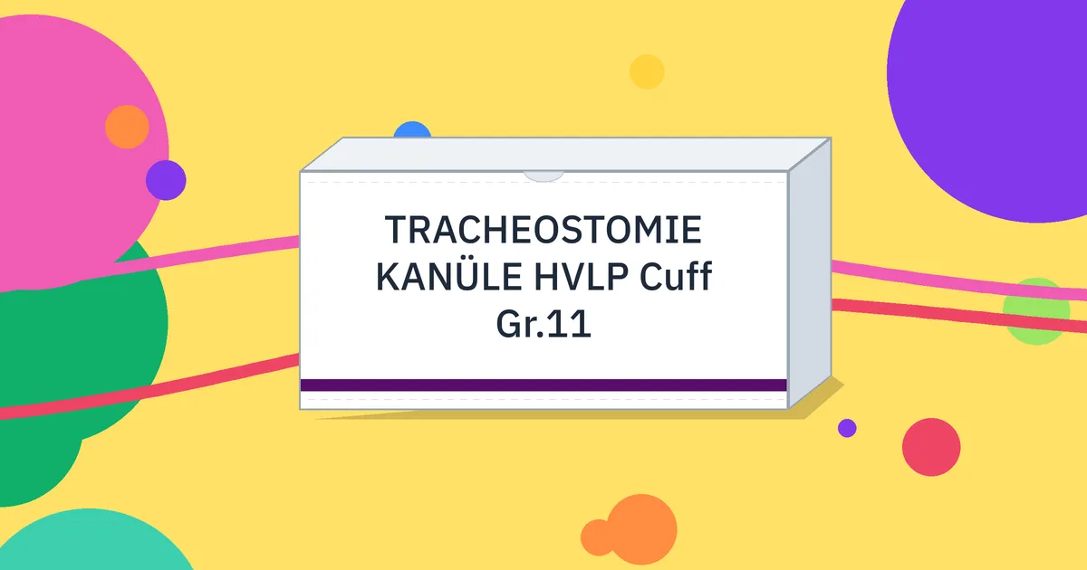 Symbolbild: Packung mit der Aufschrift TRACHEOSTOMIE KANÜLE HVLP Cuff Gr.11 (PZN 09224103) – Verfügbarkeit und Bezug in Apotheken in Frankfurt am Main