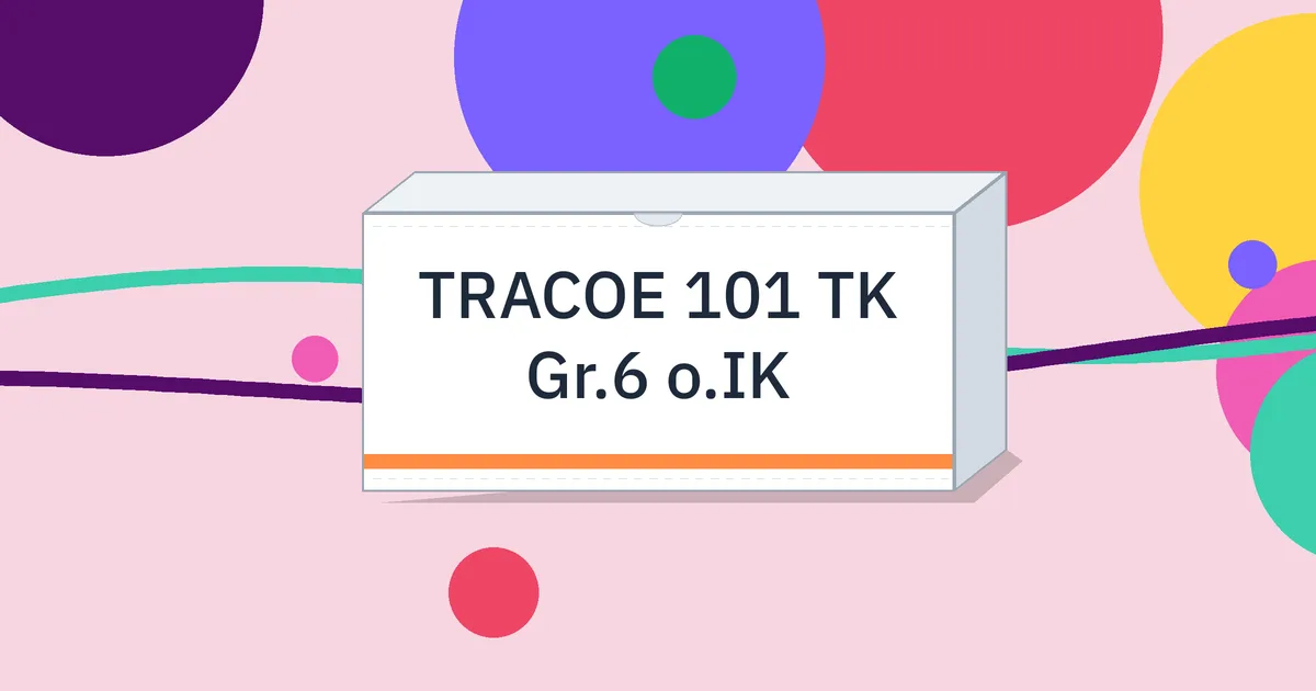 Symbolbild: Packung mit der Aufschrift TRACOE 101 TK Gr.6 o.IK (PZN 00909911) – Verfügbarkeit und Bezug in Apotheken in Frankfurt am Main