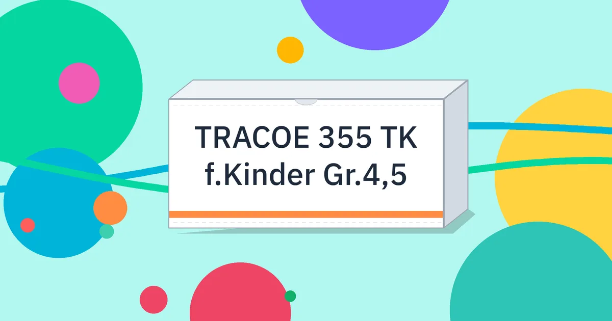 Symbolbild: Packung mit der Aufschrift TRACOE 355 TK f.Kinder Gr.4,5 (PZN 02362492) – Verfügbarkeit und Bezug in Apotheken in Frankfurt am Main