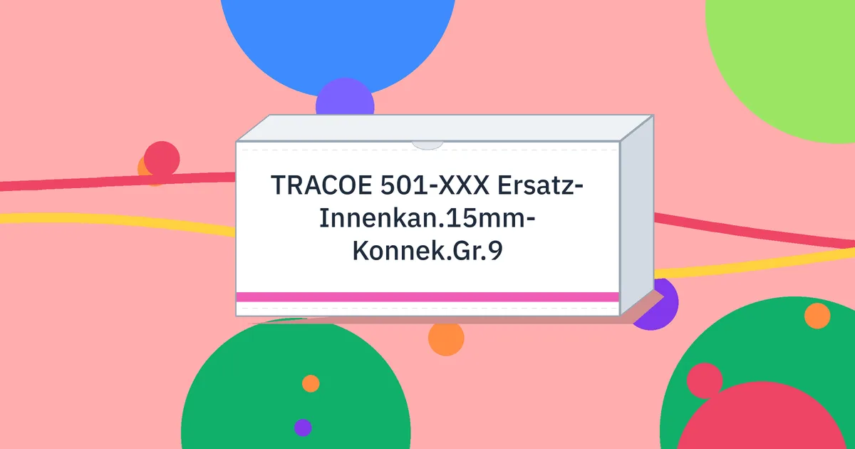 Symbolbild: Packung mit der Aufschrift TRACOE 501-XXX Ersatz-Innenkan.15mm-Konnek.Gr.9 (PZN 12567456) – Verfügbarkeit und Bezug in Apotheken in Frankfurt am Main
