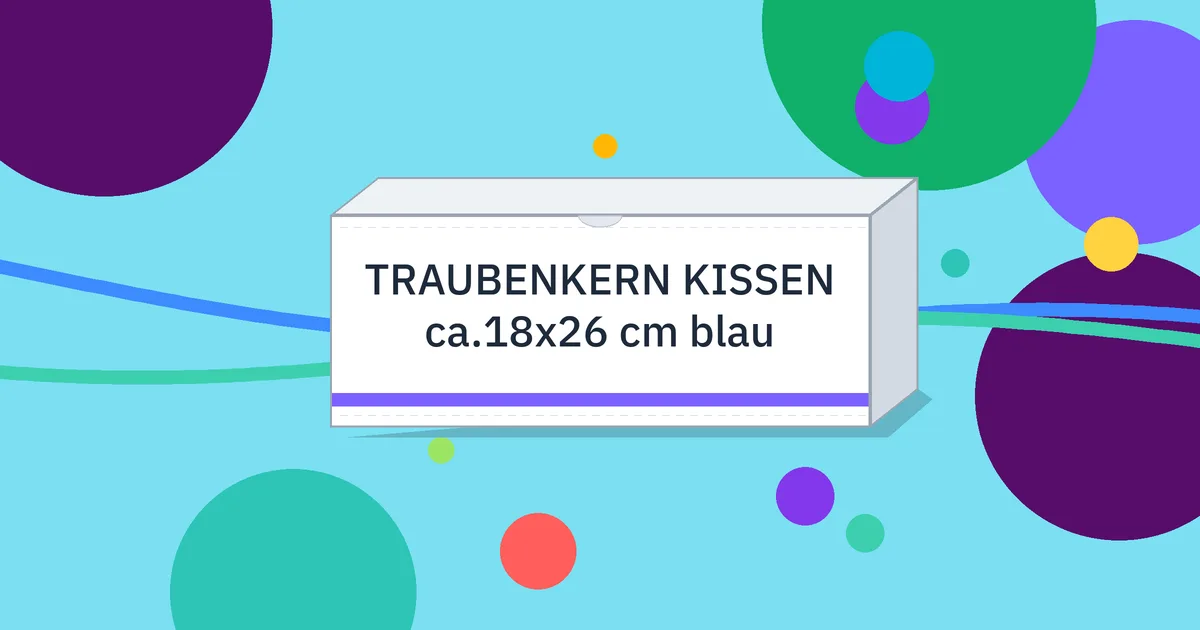 Symbolbild: Packung mit der Aufschrift TRAUBENKERN KISSEN ca.18x26 cm blau (PZN 16619701) – Verfügbarkeit und Bezug in Apotheken in Frankfurt am Main