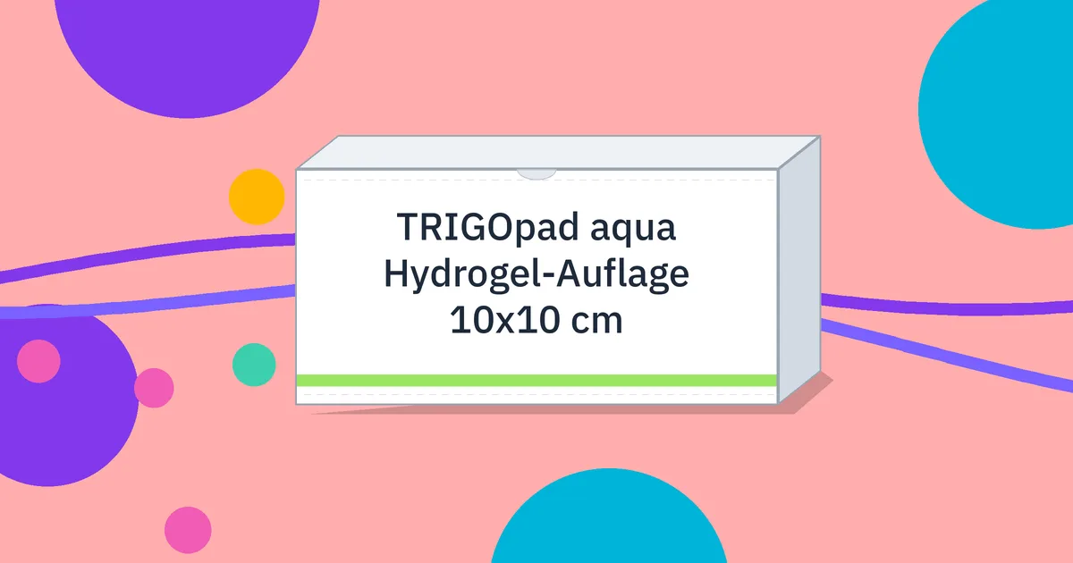 Symbolbild: Packung mit der Aufschrift TRIGOpad aqua Hydrogel-Auflage 10x10 cm (PZN 04714423) – Verfügbarkeit und Bezug in Apotheken in Frankfurt am Main