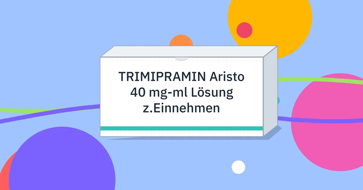 Symbolbild: Packung mit der Aufschrift TRIMIPRAMIN Aristo 40 mg-ml Lösung z.Einnehmen (PZN 09481863) – Verfügbarkeit und Bezug in Apotheken in Frankfurt am Main