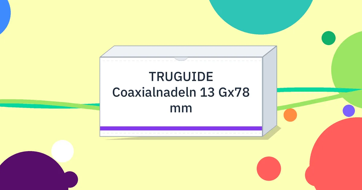 Symbolbild: Packung mit der Aufschrift TRUGUIDE Coaxialnadeln 13 Gx78 mm (PZN 03476565) – Verfügbarkeit und Bezug in Apotheken in Frankfurt am Main