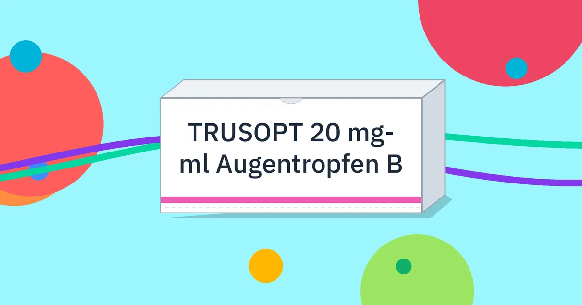Symbolbild: Packung mit der Aufschrift TRUSOPT 20 mg-ml Augentropfen B (PZN 03245334) – Verfügbarkeit und Bezug in Apotheken in Frankfurt am Main