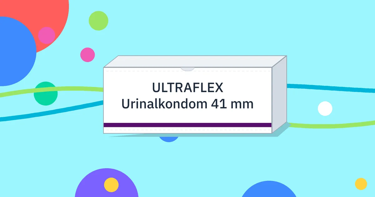 Symbolbild: Packung mit der Aufschrift ULTRAFLEX Urinalkondom 41 mm (PZN 07532651) – Verfügbarkeit und Bezug in Apotheken in Frankfurt am Main