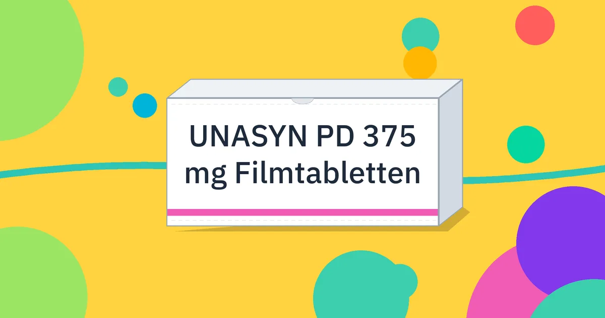 Symbolbild: Packung mit der Aufschrift UNASYN PD 375 mg Filmtabletten (PZN 19503100) – Verfügbarkeit und Bezug in Apotheken in Frankfurt am Main