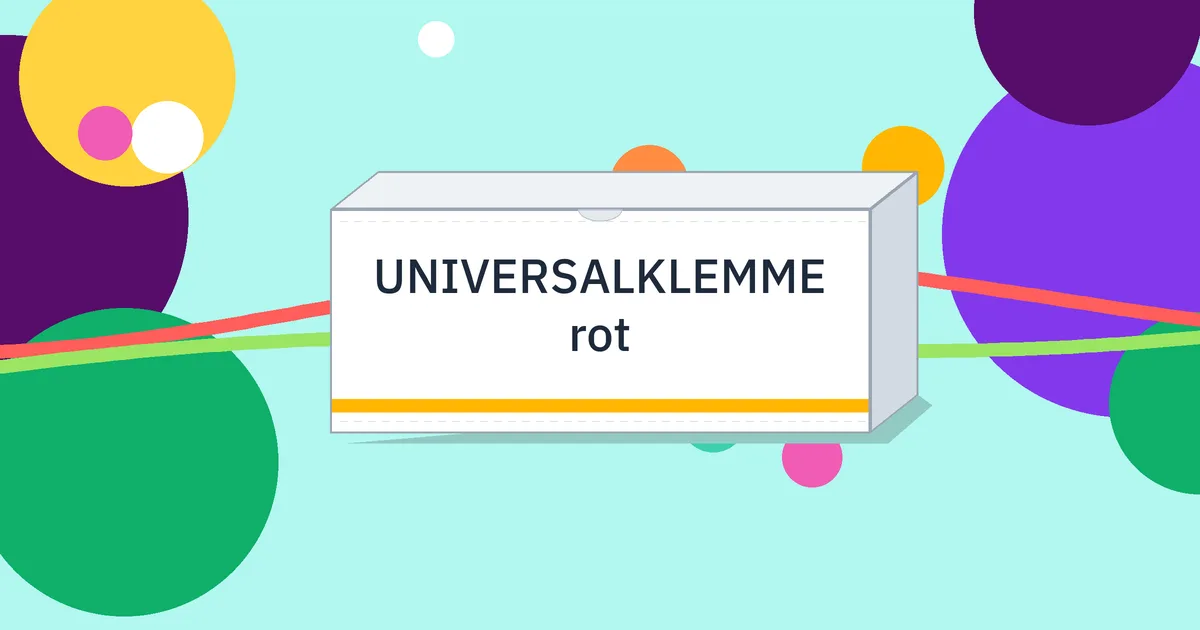 Symbolbild: Packung mit der Aufschrift UNIVERSALKLEMME rot (PZN 08826053) – Verfügbarkeit und Bezug in Apotheken in Frankfurt am Main