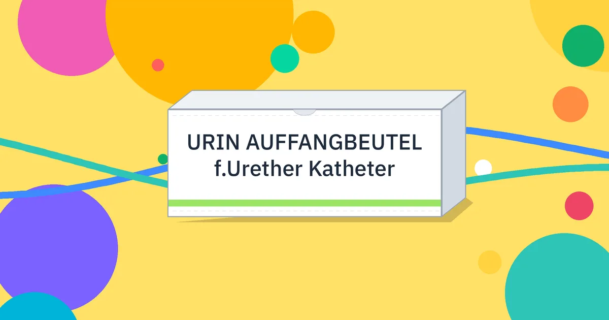 Symbolbild: Packung mit der Aufschrift URIN AUFFANGBEUTEL f.Urether Katheter (PZN 02445350) – Verfügbarkeit und Bezug in Apotheken in Frankfurt am Main